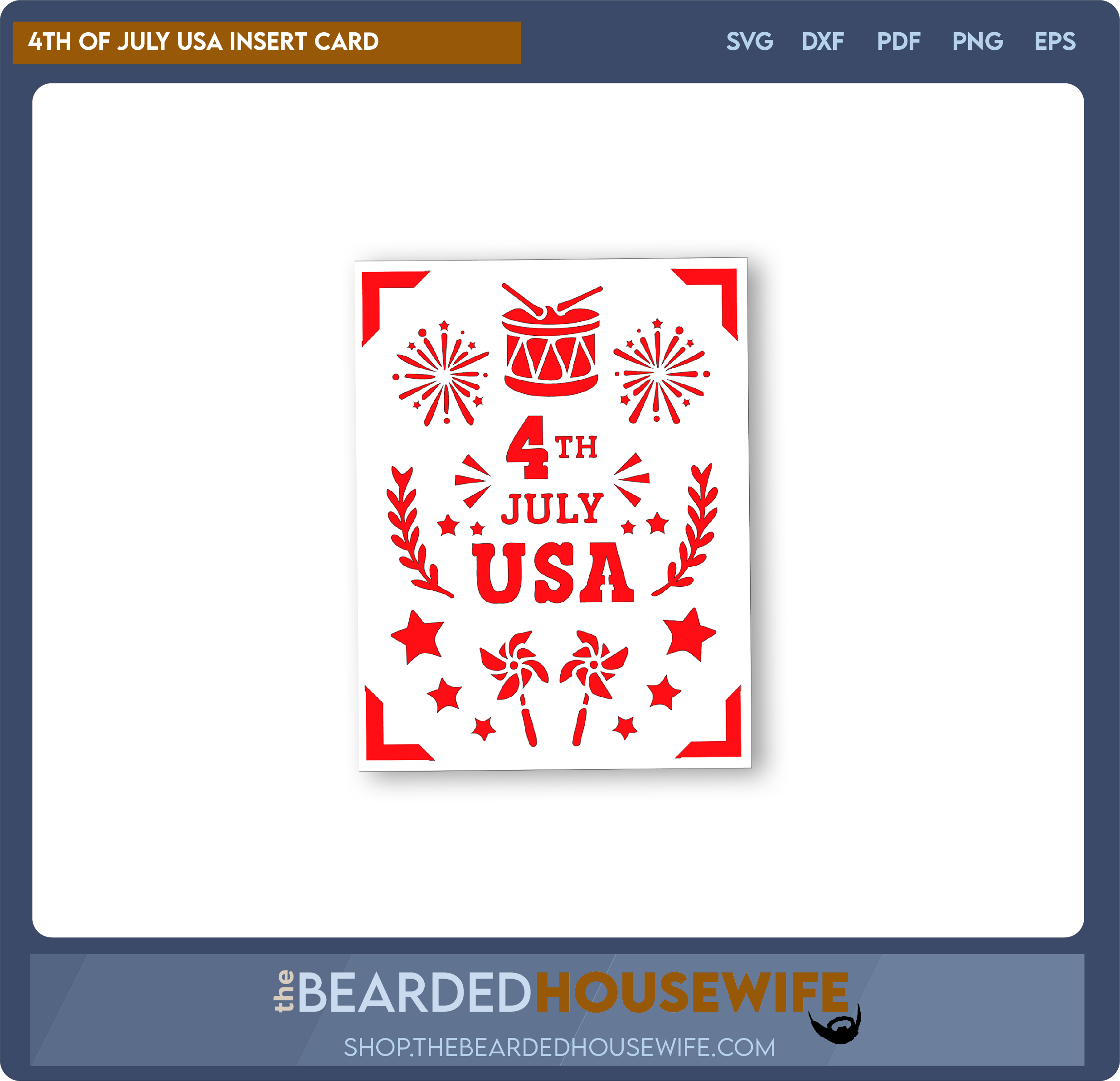 4th of July USA Insert Card – The Bearded Housewife